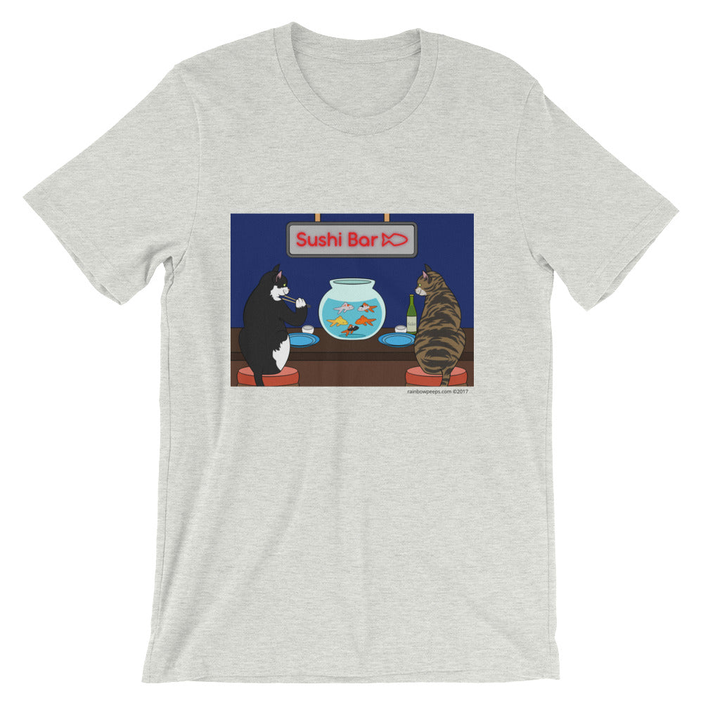 TWO CATS AT SUSHI BAR Short-Sleeve Unisex T Shirt – Rainbow Peeps